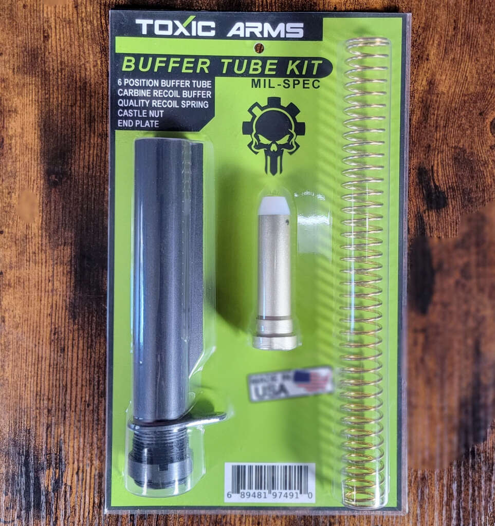 TOXIC ARMS COMPLETE BUFFER TUBE KIT W/ SPRING END PLATE CASTLE NUT ...
